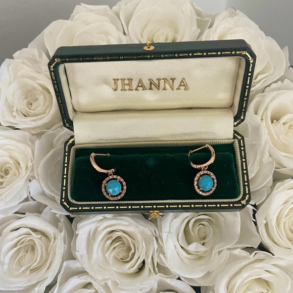JHANNA | Jewelry | Jhanna Fine Jewelry Turquoisepav Diamond Leverback ...